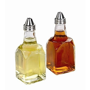 SET OF 2, 6 oz. (Ounce) Tabletop Oil and Vinegar Cruet Glass Bottle Cruets Dispenser
