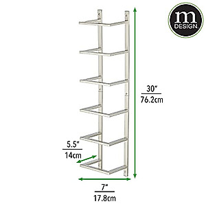 mDesign Modern Decorative Metal 5-Level Wall Mount Towel Rack Holder and Organizer for Storage of Bathroom Towels - Satin