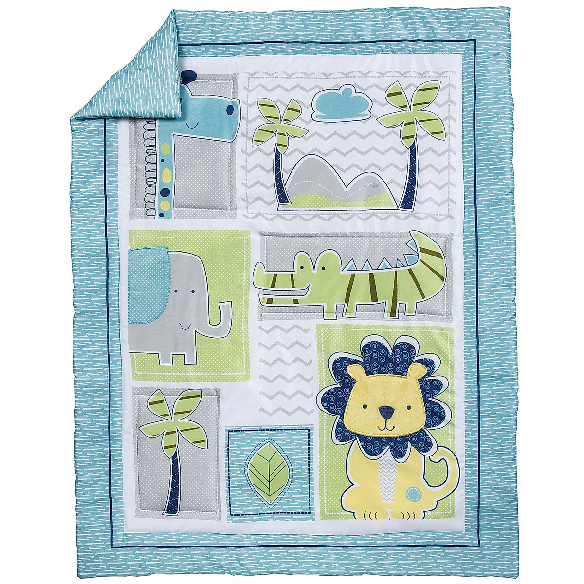 Trend Lab Jungle Roar Breathable 4-Piece Baby Nursery Crib Bedding Set, Includes Quilt, 2 Fitted Crib Sheets, and Crib Skirt