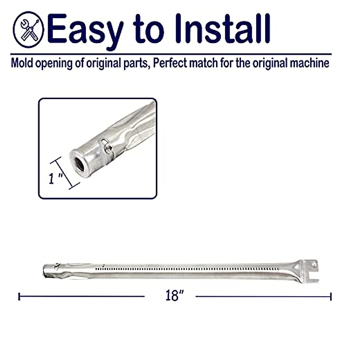 YOUFIRE Gas Burners Tube 18" x 1" Pipe Burner Grill Replacement Parts for for Affinity 3000 Series, 4 Burner Ducane Affinity 3100 3200 3400, 4100, Affinity 31421001, Stainless Steel Burners