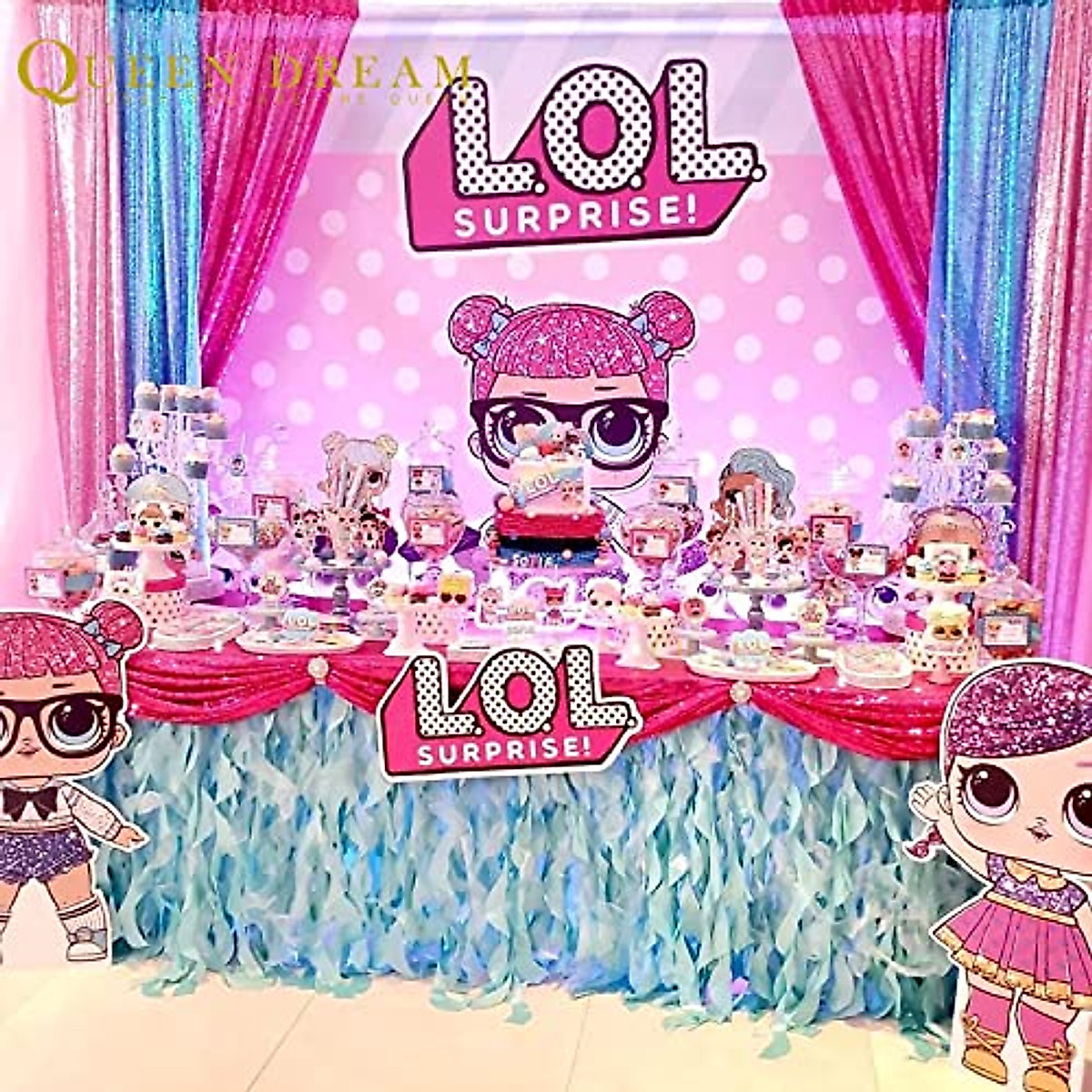 Baby Blue Sequin Backdrop 2 Panels 2FTx8FT Party Backdrop Curtains Glitter Birthday Bridal Curtains Sparkle Photo Backdrop