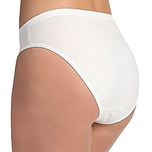 Fruit of the Loom Women's 3 Pack Cotton Hi-Cut Brief Panty, White, 9