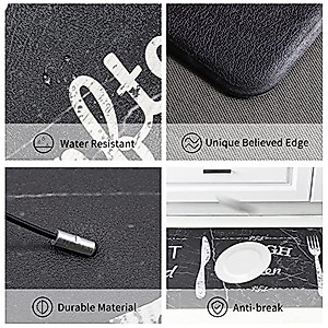 ARCLIBER Anti Fatigue Kitchen Rugs,Comfort Floor Standing Mats 2 Piece,Easy Clean Kitchen Mats,Non Skid Runner Rug(17"x28"+17"x47")