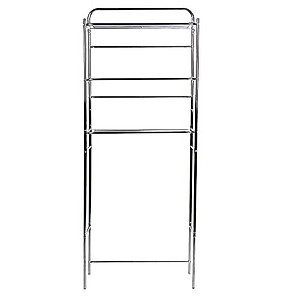 Mind Reader Alloy Collection, 3-Tier Over The Toilet Space Saver Rack, Metal, 23.5" L x 10.25" W x 70.5" H, Silver
