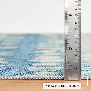Dash and Albert Paint Chip Machine Washable Area Rug - 5' x 8' Blue - Geometric Accent Rug - Anti-Slip Backing, Lightweight, Machine Washable, High Traffic Areas Kitchen, Mudroom, Laundry Room