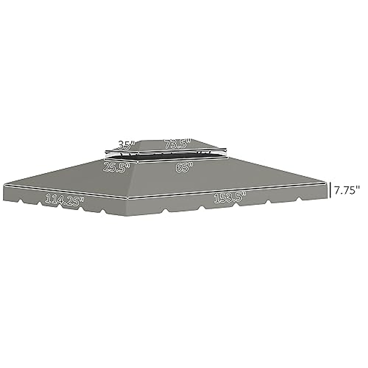 Outsunny 12.8' x 9.5' Gazebo Replacement Canopy, Gazebo Top Cover for 01-0870, 84C-101, 84C-144 with Double Vented Roof for Garden Patio Outdoor (TOP ONLY), Light Gray