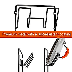2 Pack Pot Lid Organizer Rack for Cabinet Door or Wall Mount, Pot Lid Holder for Kitchen Organization & Storage with No Drilling Adhesive, Black