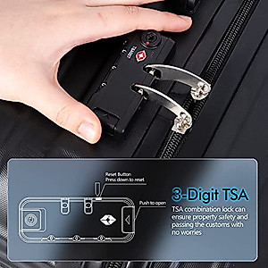 Fujampe 3 Piece Luggage Set Lightweight Hardshell Suitcases 20", 24", 28" Durable PC+ABS Hardside Luggage Sets, Double Spinner Wheels, TSA Lock Ideal for Travel - Black