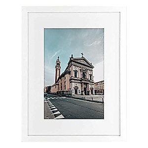 Golden State Art, Wall Photo Frame Collection, 12x16 Photo Wood Frame with White Mat & Real Glass for 8x12 Picture, White