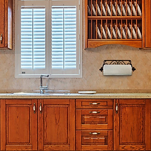 Blue Donuts Farmhouse Paper Towel Holder Wall Mount - Easy One-Handed Tear Kitchen Paper Towel Dispenser, Under Cabinet Paper Towel Holder, Black