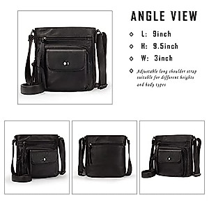PLANET DECOR Women Large Crossbody Purse Capacity PU Shoulder Bag with Mulit-Pockets Zipper Backpack for Women (2101-black)