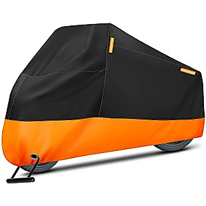 Puroma Motorcycle Cover, 105'' XXX-Large Heavy Duty Motorcycle Cover Waterproof Outdoor Indoor Scooter Shelter Protection with 4 Reflective Strips for Harley Davidson, Honda, Suzuki, Kawasaki, Yamaha