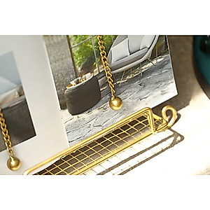 Jemeni Adjustable Cookbook Stand for Kitchen, Metal Birdcage Shaped with 2 Weighted Chains, Gold…