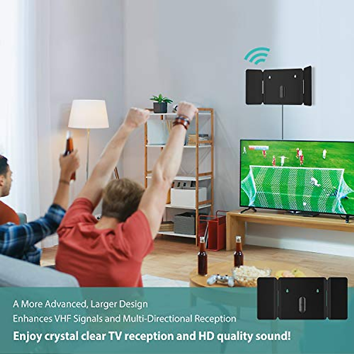 Amplified HD Digital Indoor Antenna - Long 200 Miles Range - 17ft Coax Cable for 4K HD Local Channels - Supports All Televisions