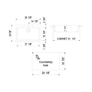 ALFI brand AB3020DI-T Kitchen Sink, Titanium