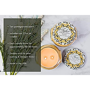 Tyler Candle Fleur de Lis 2-Pack | 22 oz. Glass Jar Scented Candles | Exotic Pomegranate Scents Double-Wick Candles for The Home | Gift Set Made in USA
