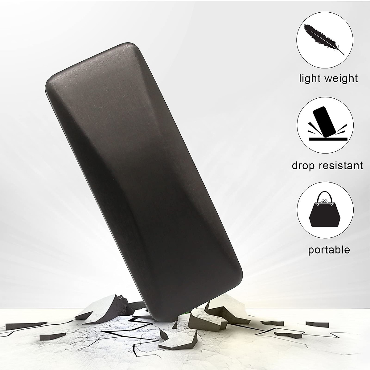 SMARTTOP Eyeglass Case, Sunglasses Glasses Case Hard Shell With Cleaning Cloth, Portable PU leather Lightweight Eye glass Carry Case (Black)