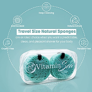 2PCs Bath Sponges for Shower Women - Bath Loofah Sponges for Shower - Body Sponges for Shower with Travel Case - Exfoliating Sponges for Body - Sea Sponges for Bathing - Shower Accessories for Women