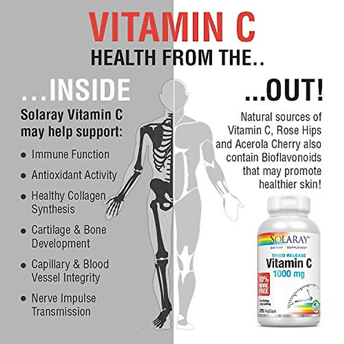 SOLARAY Timed Release Vitamin C 1000mg & Monolaurin 500mg Bundle | Powerful Immune & Gut Health Support | 275ct, 60ct