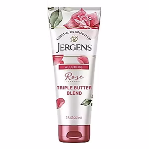 Jergens Rose Body Butter Lotion, Hand and Body Moisturizer with Camellia Essential Oil, for Indulgent Hydration, 7 oz