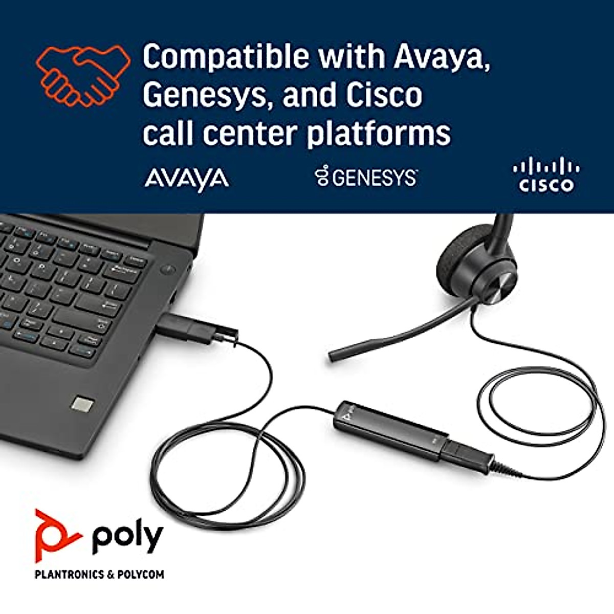 Poly DA75 USB-A/USB-C digital adapter - Works with Poly Call Center Quick Disconnect (QD) Headsets - Works with Avaya, Genesys,&Cisco call center platforms