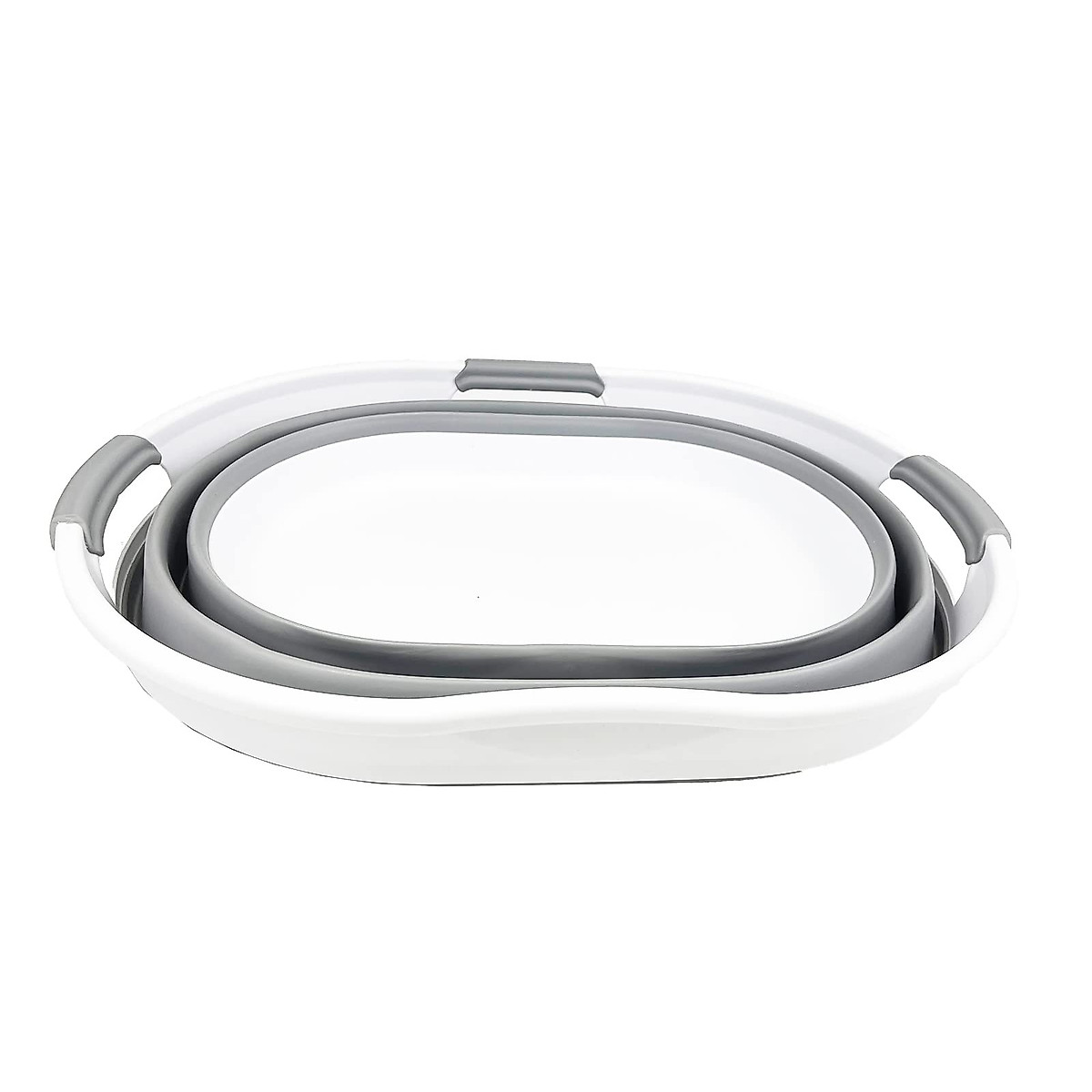 SAMMART 25L (6.6 gallon) Collapsible Plastic Laundry Basket - Foldable Pop Up Storage Container/Organizer - Portable Washing Tub - Space Saving Hamper/Basket (White/Grey)