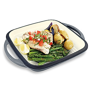 ChefVentions 10" Square Cast Iron Grill Pan Heavy Duty Enameled Interior and Exterior - Multi Use Pan - Stovetop, Gas, Electric & Induction Compatible