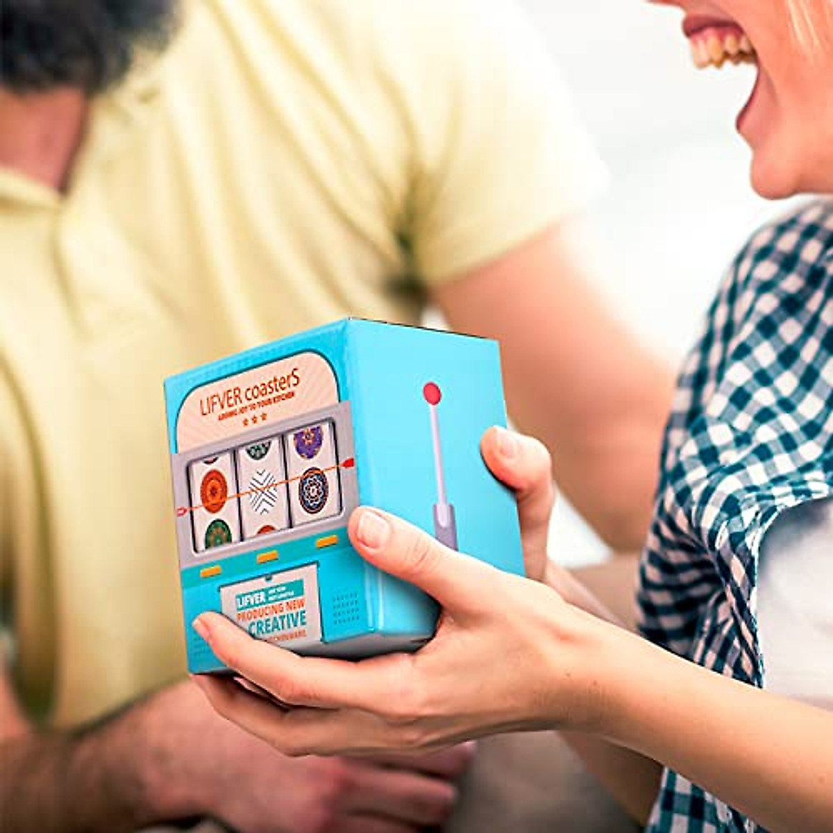 LIFVER Coasters for Drinks, Ceramic Absorbent Coaster for Coffee Table fits All Coffee Mugs Cups, House Warming Gift for New Home Decor Wedding Wooden Table Marble Stone Coaster Set of 6