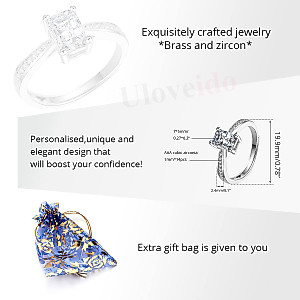 T Brand Silver Color Emerald Cut Cubic Zirconia Rectangular CZ Solitaire Wedding Promise Engagement Ring Adjustable for Women Y1210