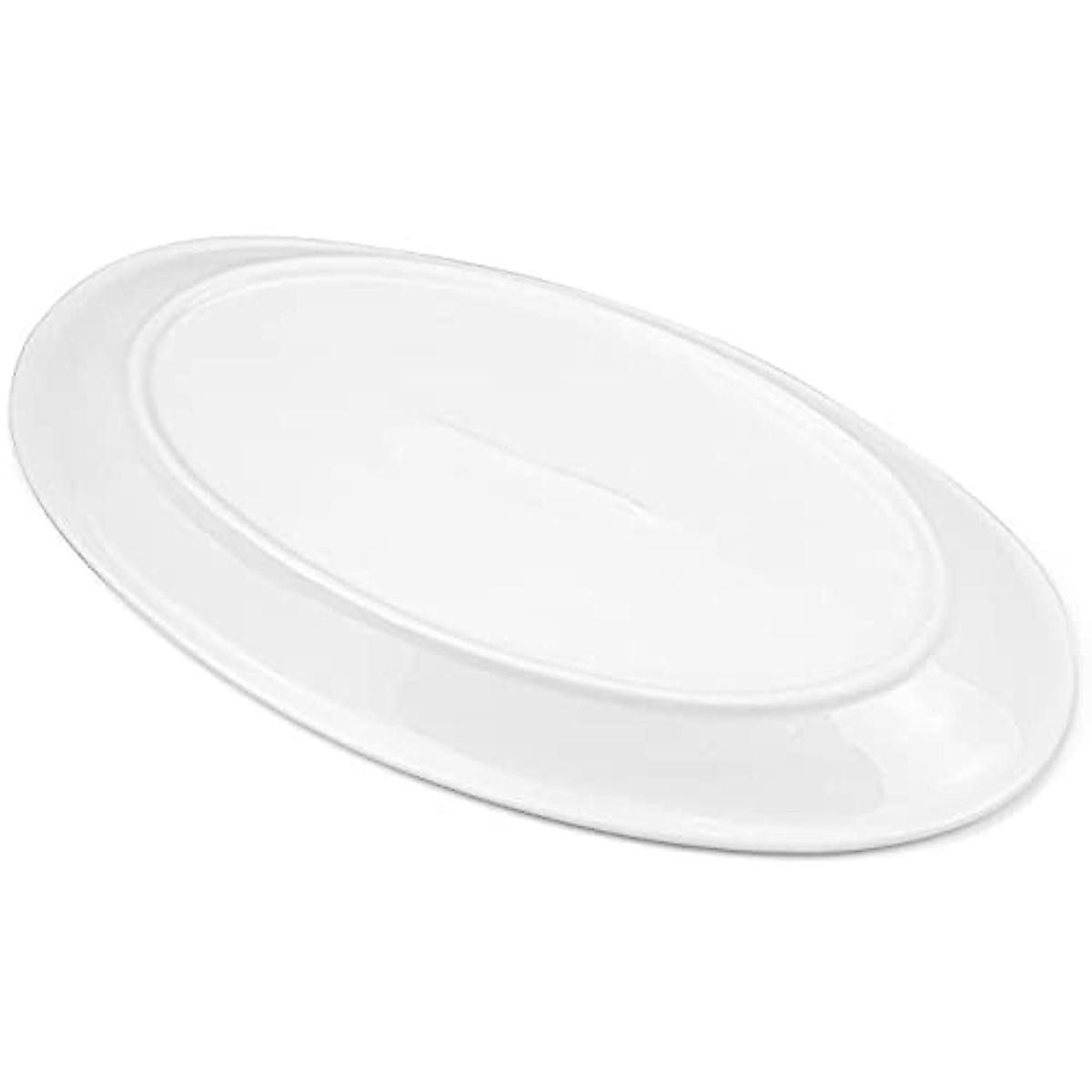 Yesland 2 Pack 14" Porcelain Large Oval Serving Plates, White Oval Serving Platters Dishes for Serving Food, Appetizers, Dessert, Meat, Sushi, Fish, Party