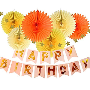 Fall Birthday Decorations Kit Autumn Birthday Party Decor Fall Party Decor Tissue Paper Fan Happy Birthday Banner Paper Star Garland Baby Shower Wall Hanging Decoration Autumn Thanksgiving Decorations