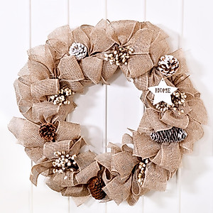 Ribest Burlap Natural Wired Ribbon, 1 1/2 inch 10 Yard, Jute Ribbon for Decoration Bows Craft Gift Wrapping Wreath Sewing