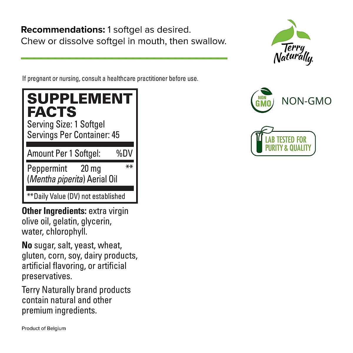 Terry Naturally Fresh Breath Gels (3 Pack) - Cool Mint Flavor, 45 Softgels - Sugar-Free Peppermint Oil Breath Mints, Chemical-Free - Non-GMO, Gluten-Free - 135 Servings