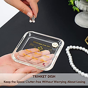 ERWEI Ring Dish with Bible Verse Prayers Christian Gifts for Women Inspirational Gifts for Her Crystal Jewelry Tray God Says You Are Trinket Dish Religious Gifts for Mother Sister Friends