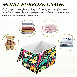 innewgogo Dinosaur Storage Bins with Lids for Organizing Organizer Containers with Handles Oxford Cloth Storage Cube Box for Home