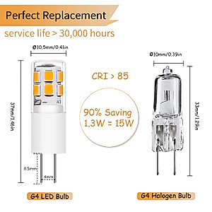 I-SHUNFA G4 LED Bulb AC 120V Warm White 10 Pack Non-dimmable