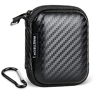 RISETECH Earbud Case Earphone Carrying Case Hard EVA Headphone Storage Bag Small Zipper Pouch Compatible with Beats Fit Pro, urBeats3, Bose Soundsport, EarPods, AirPods, Sony Earbuds -with Carabiner