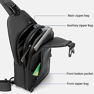 chinatera Crossbody Sling Backpack for Men Leather Chest Shoulder Bag with USB Port and Headphone Hole for Travel Hiking (Green)