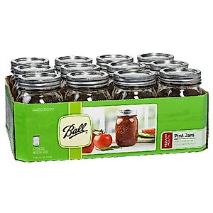 Ball Pint Jar, Regular Mouth, Set of 12, (16 oz)