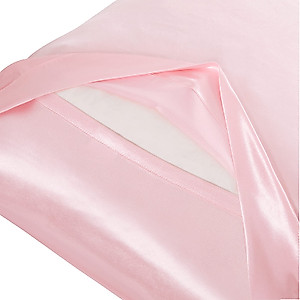 Ersmak Satin Body Pillow Cover, 20x54 Inches Blush Pink Ultra Soft Satin Body Pillow Case for Hair and Skin, Silky Slip Cooling Long Side Satin Body Pillow Pillowcase with Envelope Closure