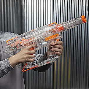 Nerf Modulus Ghost Ops Evader Motorized Blaster - Light-Up See-Through Blaster and Barrel Extension, Includes 12 Official Elite Darts (Amazon Exclusive)