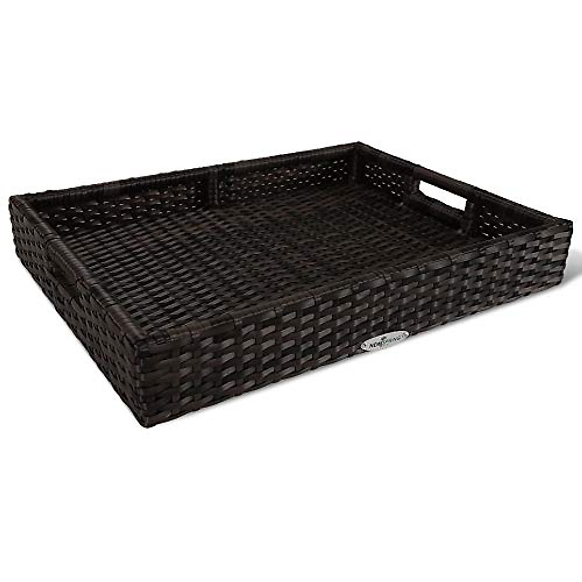 Outdoor/Indoor Hand Woven PE Rattan Large Serving Tray (Espresso)