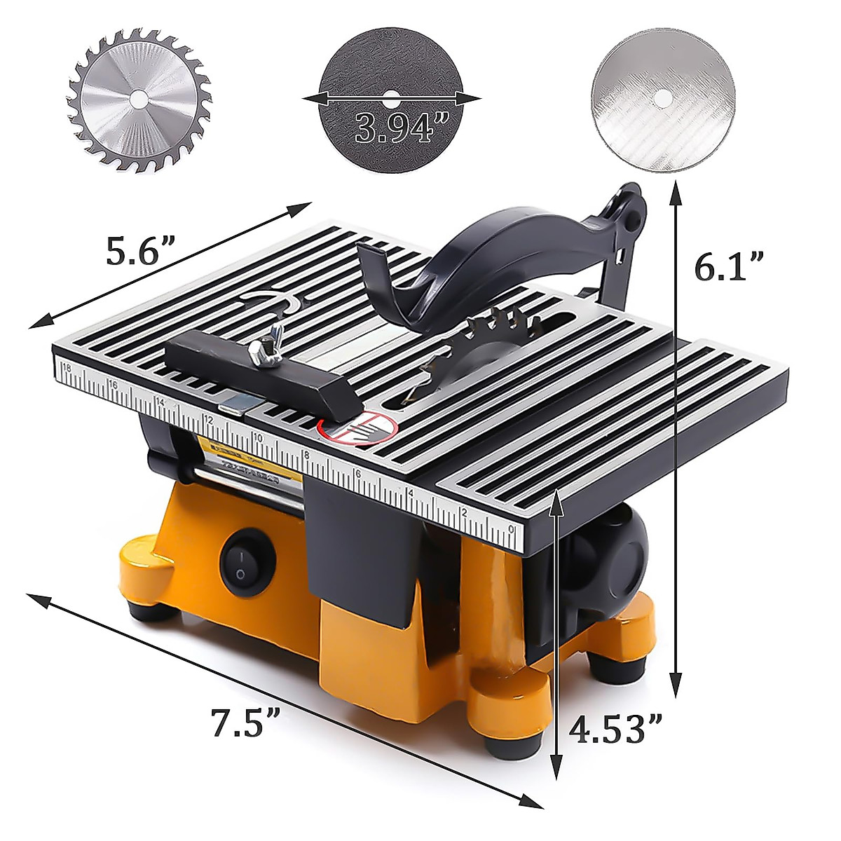 NAWESRVA 4" Mini Portable Table Saw with 3 Blades – Compact Electric Cutting Machine, Adjustable Miter Guide, High-Speed Motor – Perfect for DIY Crafts, Wood, Metal, Ceramic, Glass