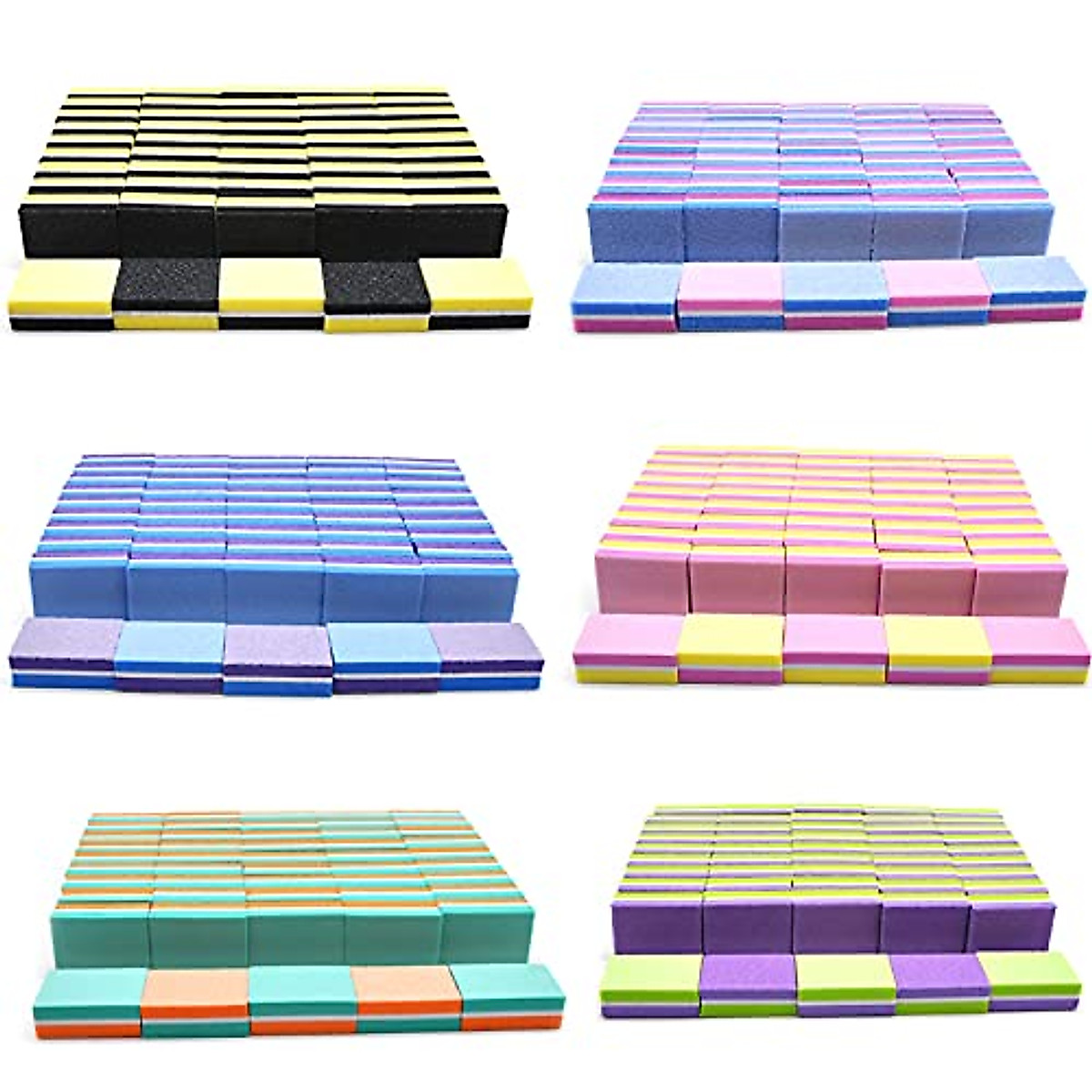 YUANBOO 50 Pcs/lot Colorful Mini Sponge Nail Files Double-Side 100/180 DIY Emery Board Nail Buffering Files Salon Manicure Art Tools (Color : Blue Purple)
