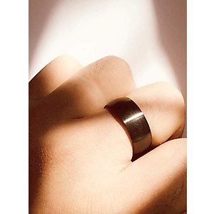 Ofeiyaa Titanium Steel Rings for Men Women Engagement Wedding Band Matte Brushed 8mm Comfort Fit Size 13.5