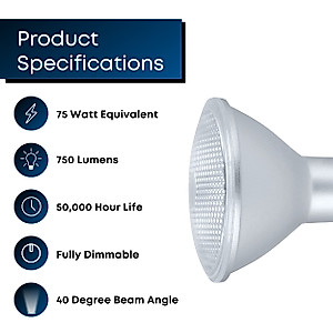 Feit Electric LED PAR30L Bulbs, 75W Equivalent, Dimmable, 5000K Daylight, 750 Lumens, 22 Year Lifetime, E26 Base, PAR30 Flood Lights, Spotlight Bulb,Weatherproof, 4 Bulbs, PAR30LDM/950CA/4