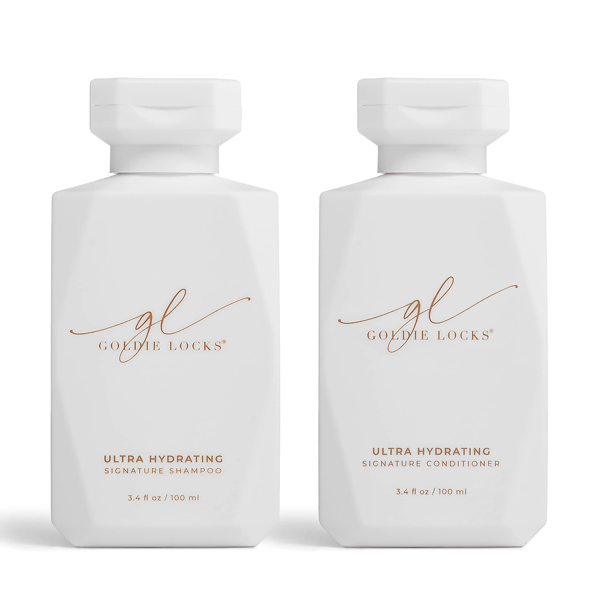 Goldie Locks Ultimate Travel Duo, Ultra Hydrating Signature Shampoo & Conditioner Hair Care Set, Infused with Marula Oil, Biotin, Rose Water & White Truffle, Sulfate & Paraben-Free, 3.4 Oz Each