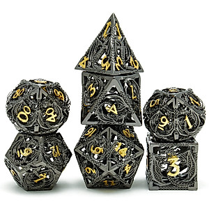 DND Dice Set Metal Dice Dungeons and Dragons Dice Gift Polyhedral Dice Set D&D Role Playing Dice D20 Hollow Polyhedral Dice Set for Dungeons and Dragons RPG MTG Table Games