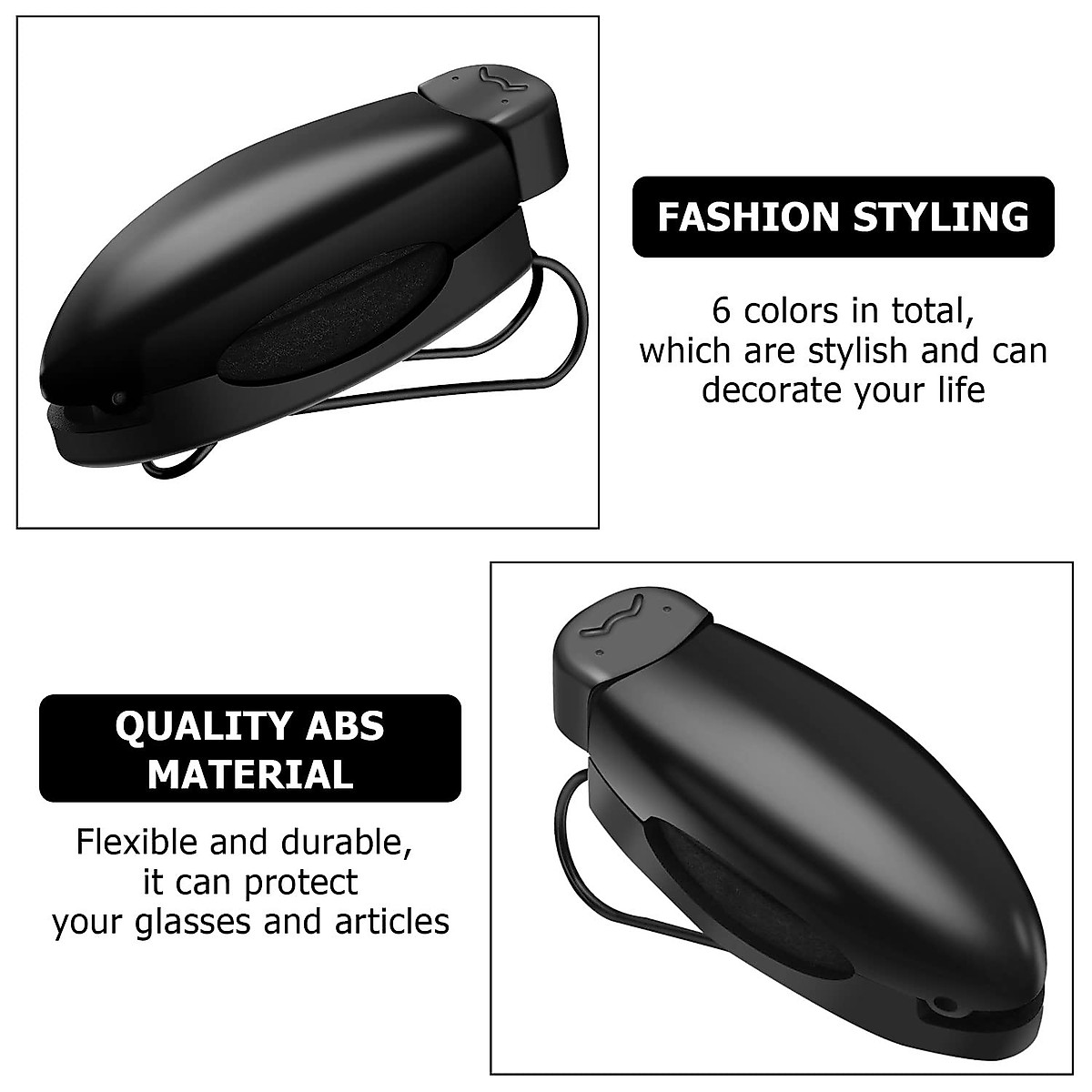 Tallew 6 Pcs Car Glasses Holders Sunglasses Holder Clip Glasses Sun Visor Clip Eyeglasses Mount for Sunglasses Car Supplies (Black)