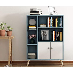 GDLMA Storage Sideboard,Modern Bookcase with 2 Doors,Blue
